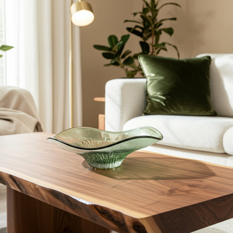 Brayden Studio® 16" Inmar Green Glass Bowl & Reviews | Joss & Main